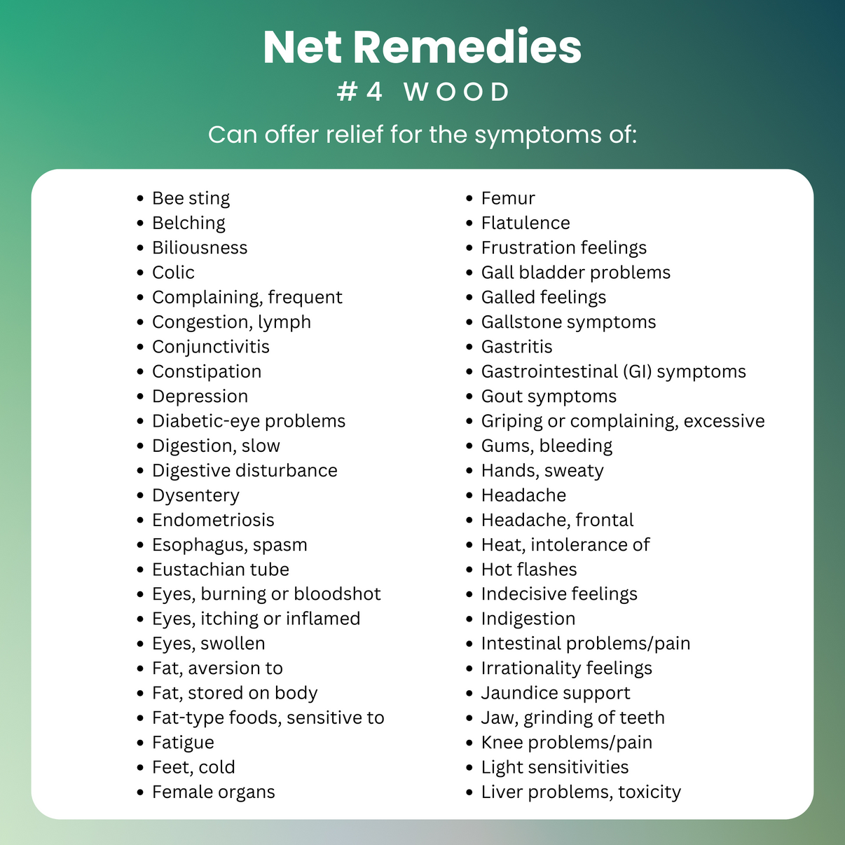 NET Remedies® #4 WOOD – NET Australia